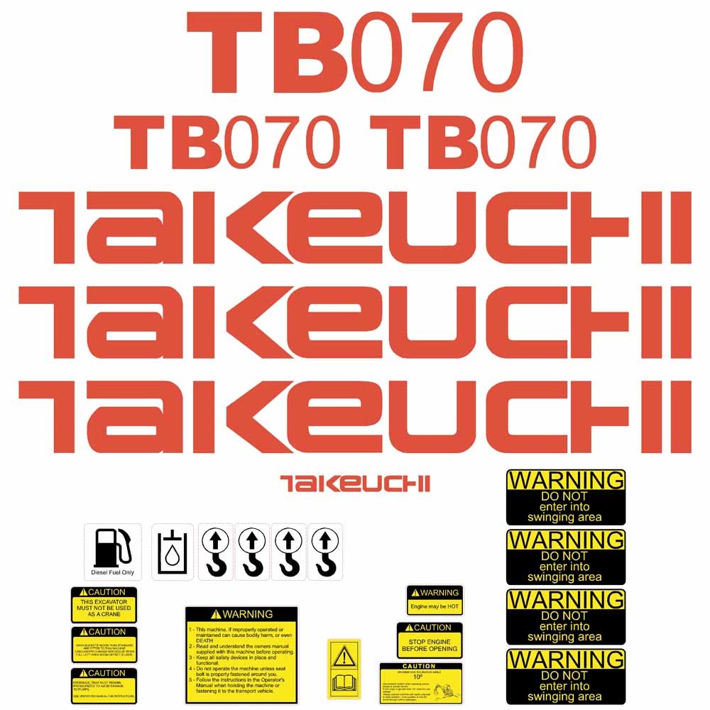 Takeuchi TB070 Decal Set / Sticker Kit
